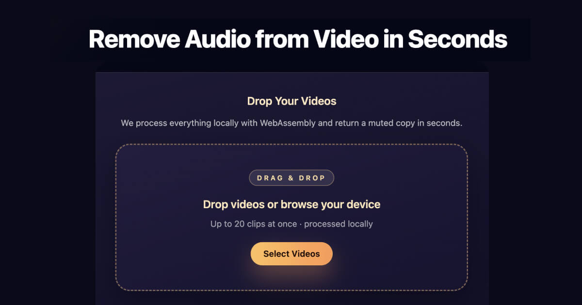Remove Audio from Video Online Free - No Upload, No Watermark | Remove ...